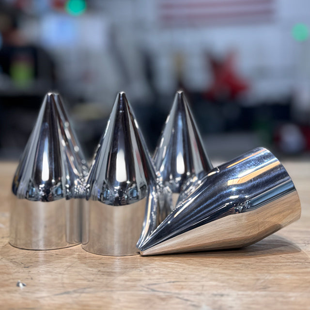 33 MM Billet Aluminum Spikes Caps 22x1.5 Thread On Lug Nut Cover Style ...